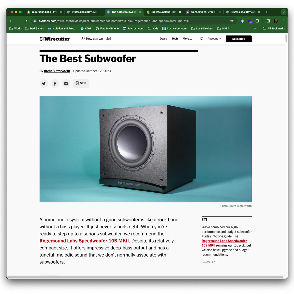 Speedwoofer 10S MKII|Wirecutter|The Best Subwoofer|October 2023 ...